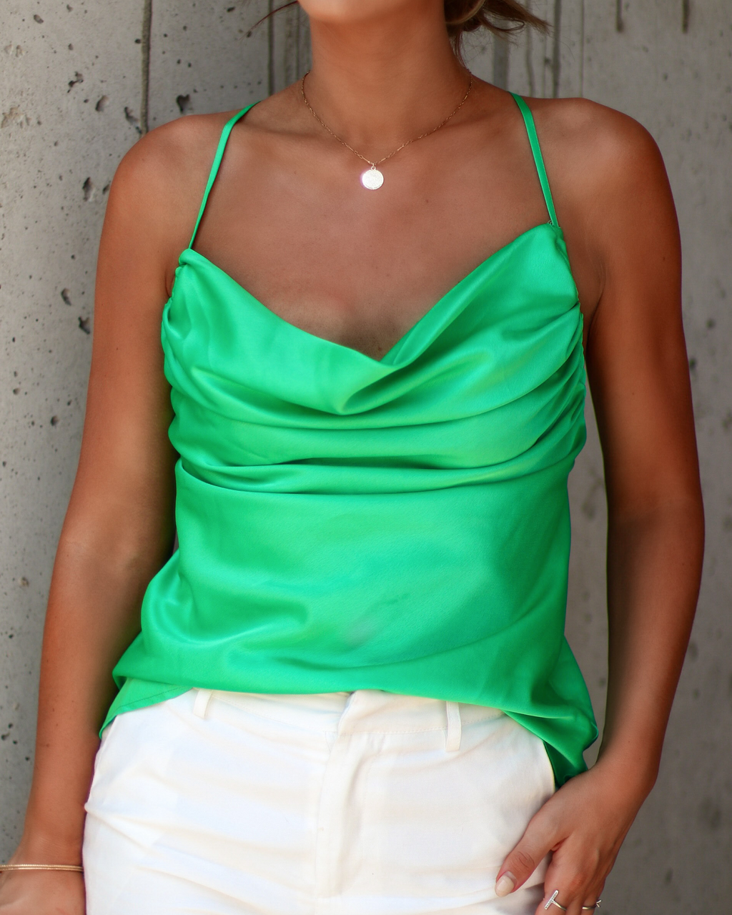 Mallina Satin Cowl Neck Top – VICI