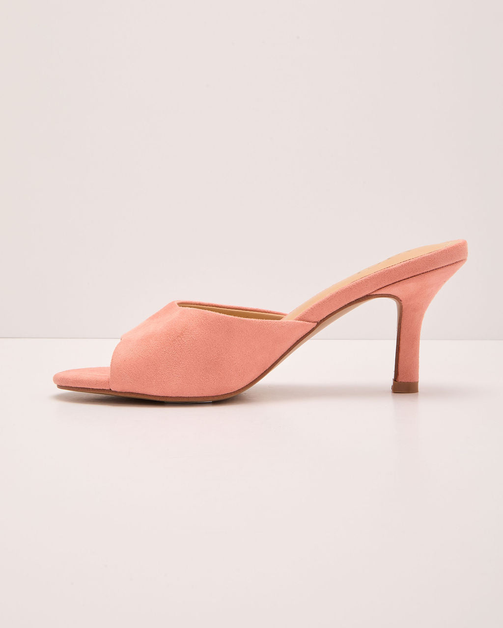 Serelle Faux Suede Heeled Peep Toe Mules – VICI