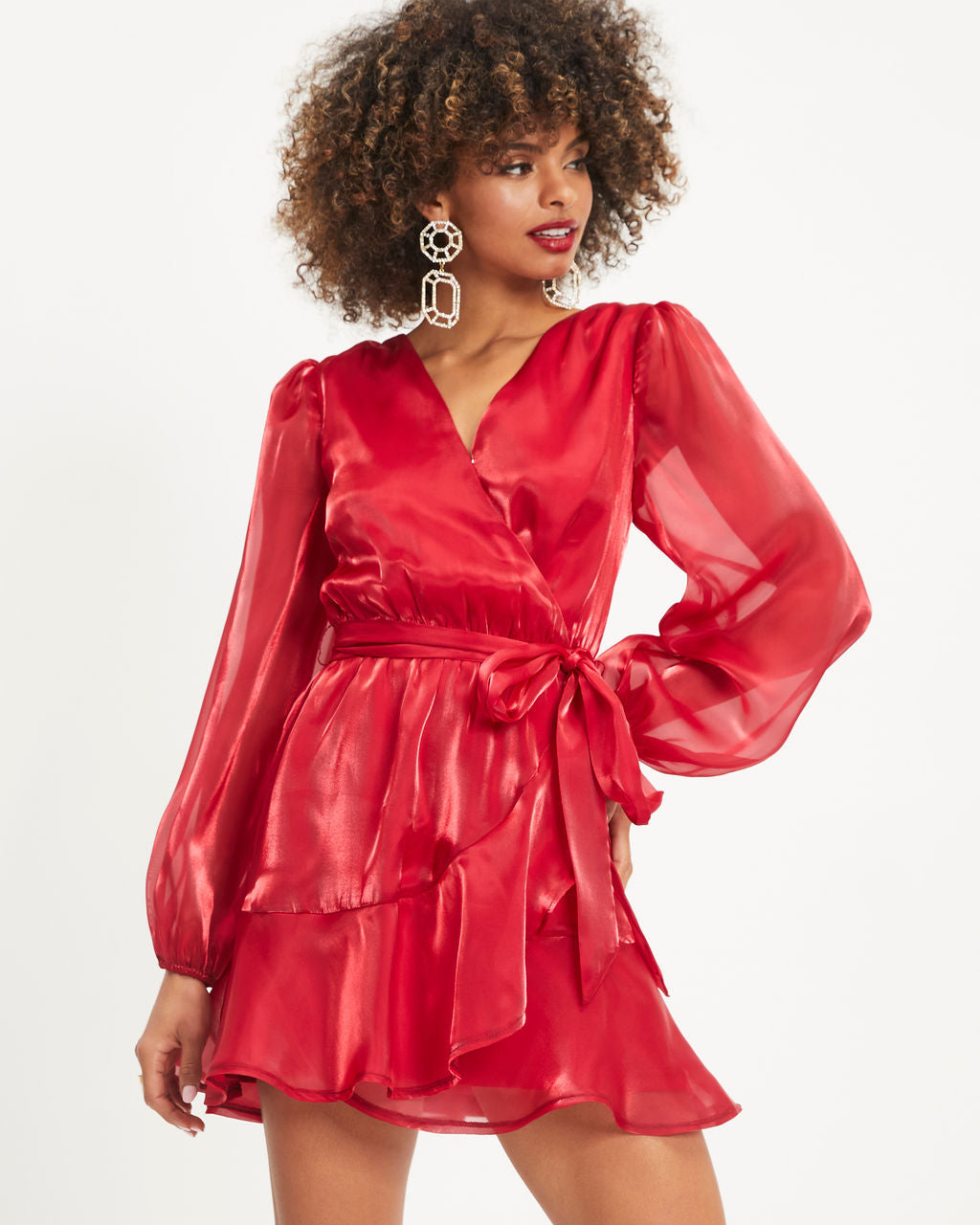 Be The Love High Sheen Ruffle Mini Dress – VICI