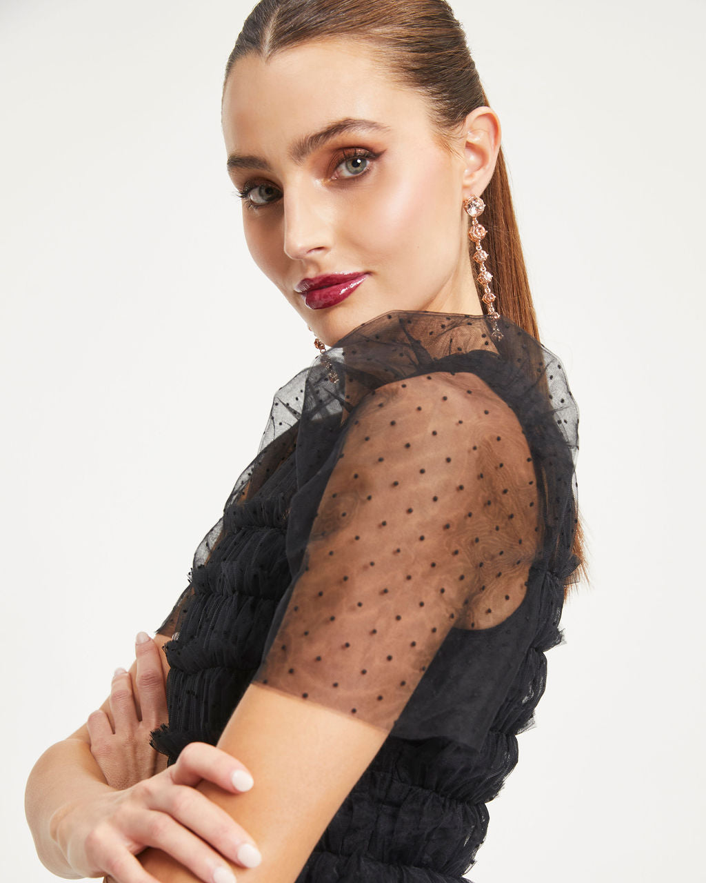 Night At The Opera Tulle Tiered Polka Dot Maxi Dress – VICI