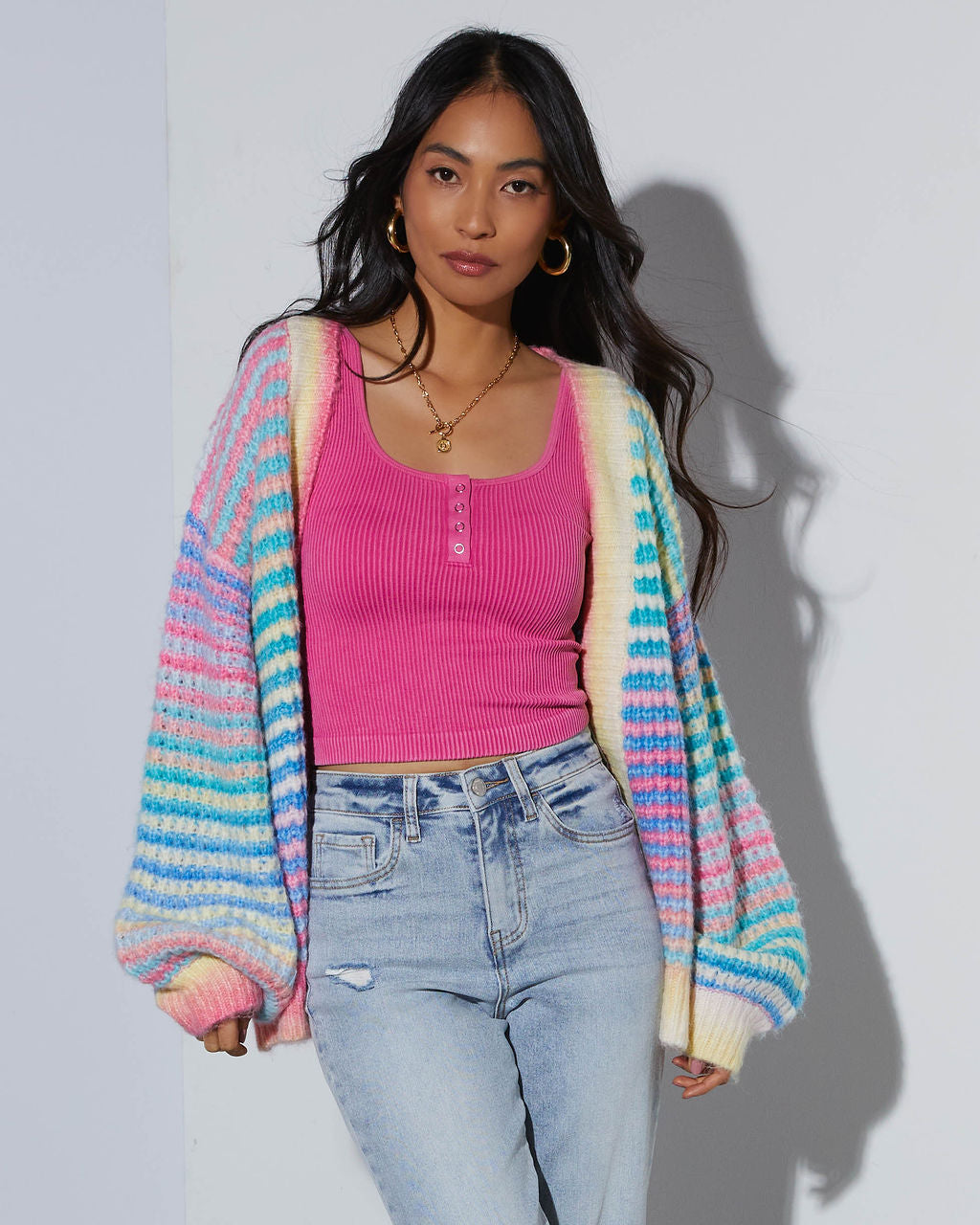 Gayle Knit Stripe Open Front Cardigan – VICI