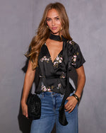 Alenna Neck Tie Printed Satin Blouse – VICI