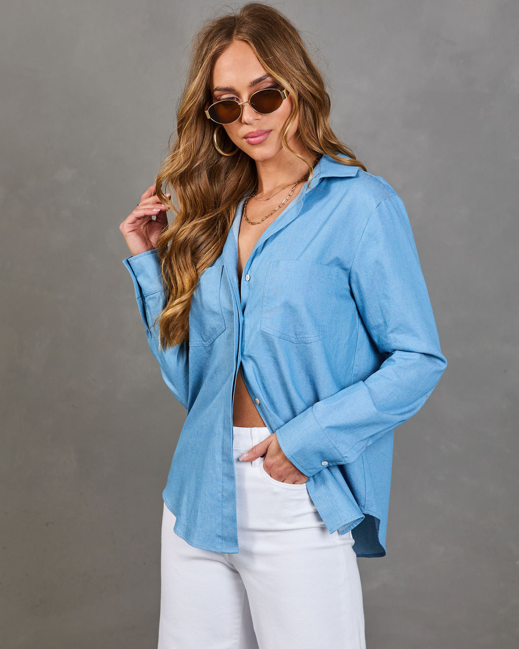 Bredan Button Down Chambray Top – VICI