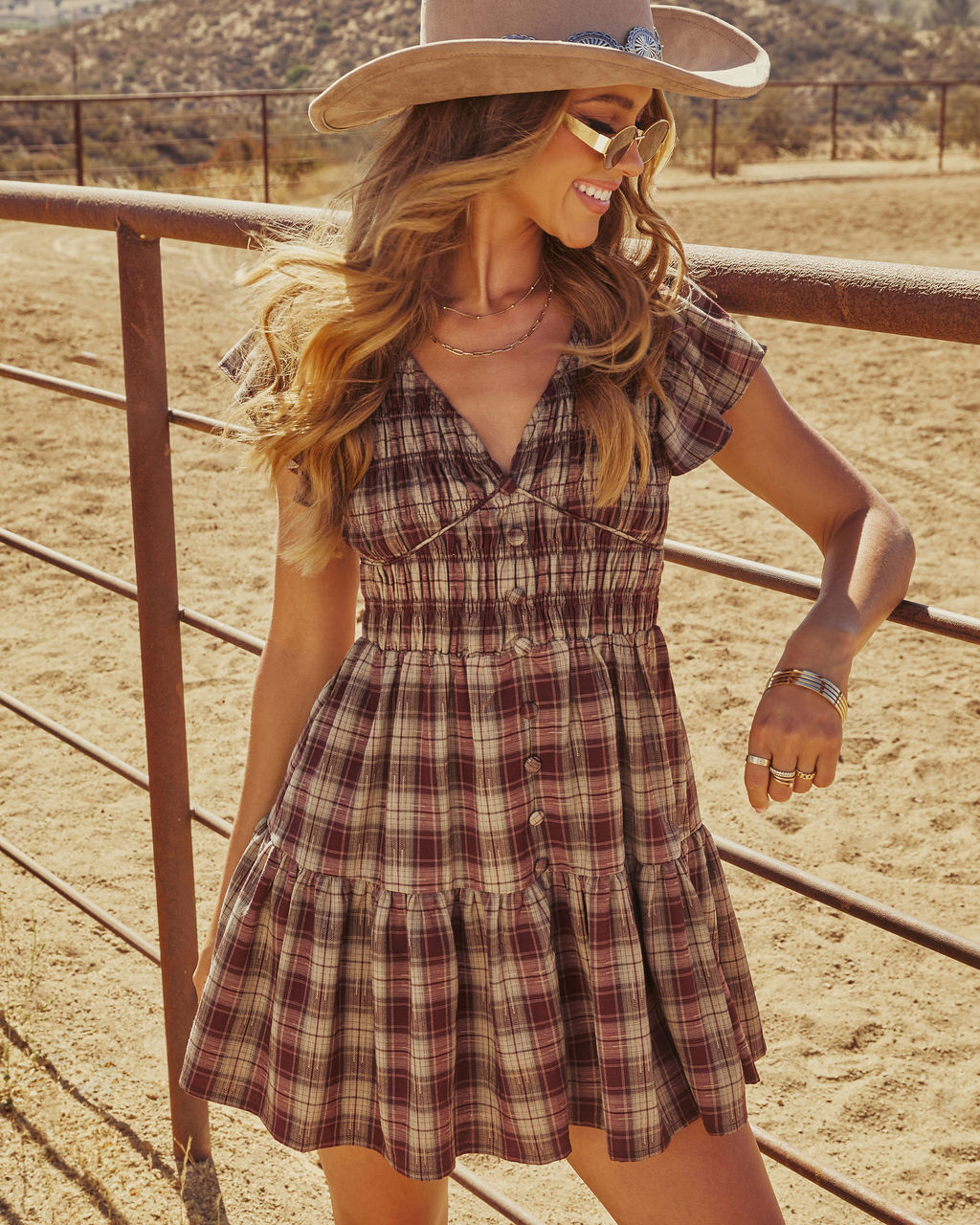 Peggie Smocked Plaid Mini Dress – VICI