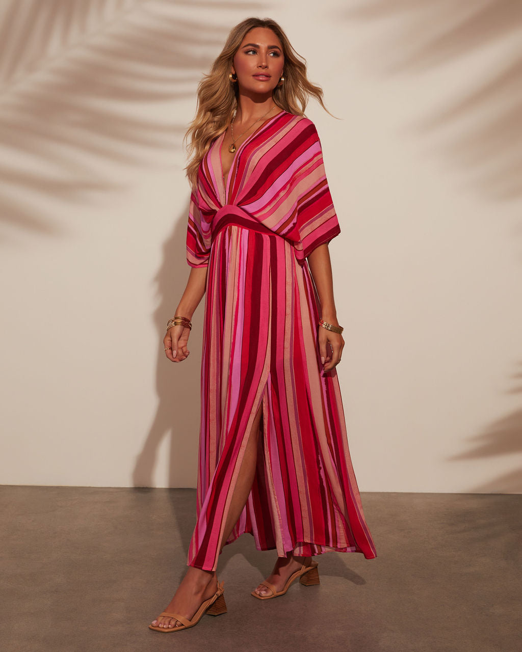 Kadie Striped Kimono Sleeve Maxi Dress – VICI