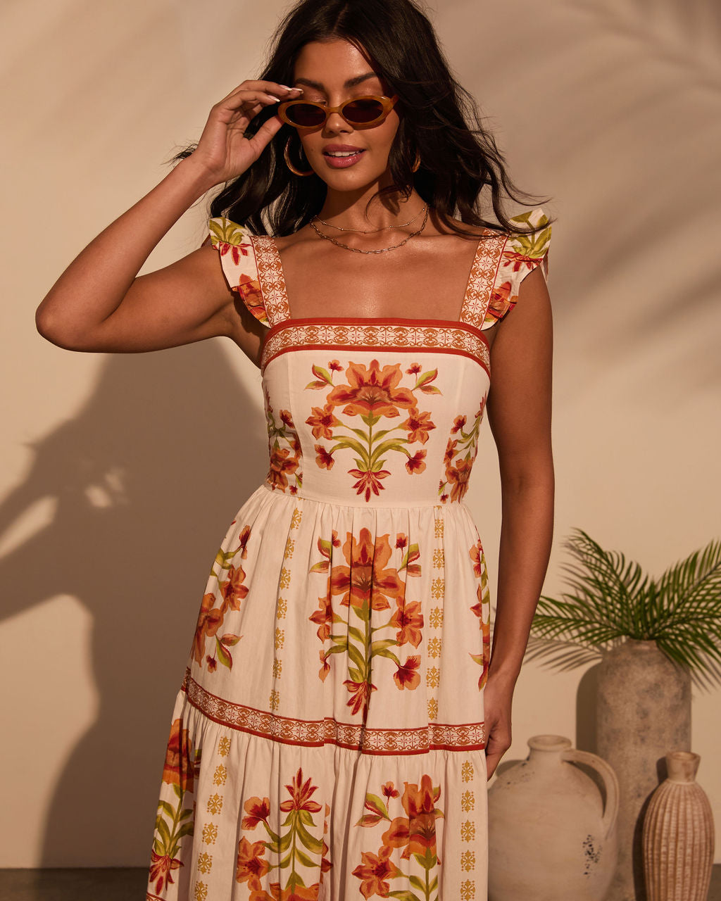 Tropical Reverie Tiered Floral Maxi Dress – VICI
