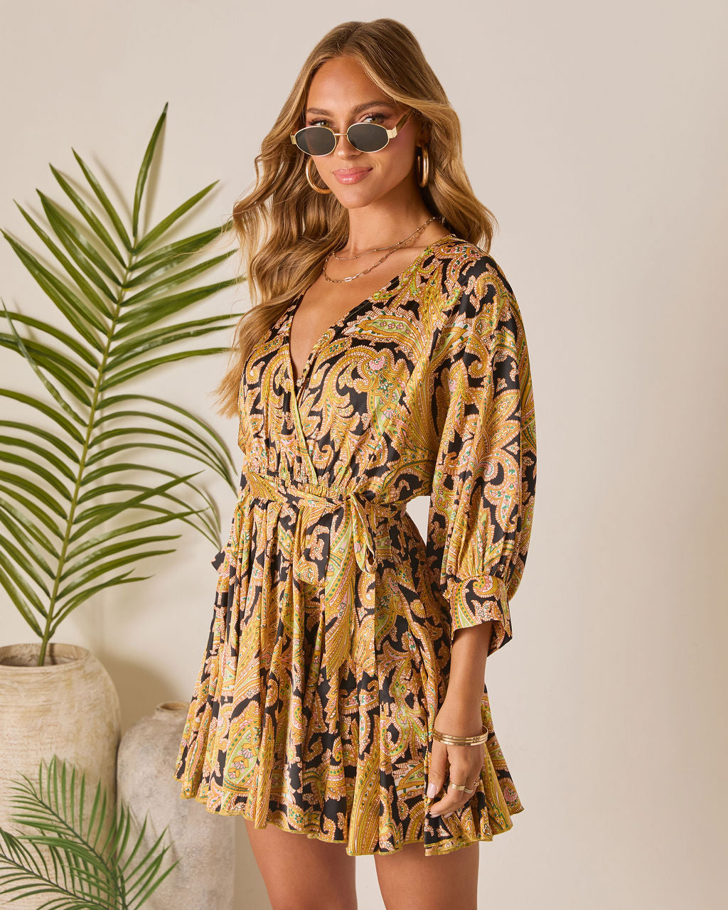 Sunlit Whisper Waist Tie Mini Dress – VICI