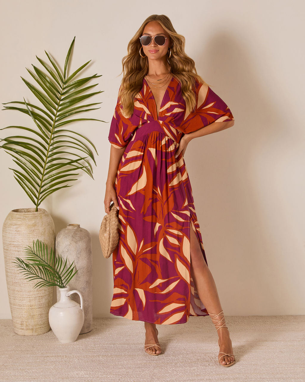 Erin Printed Kimono Sleeve Maxi Dress – VICI