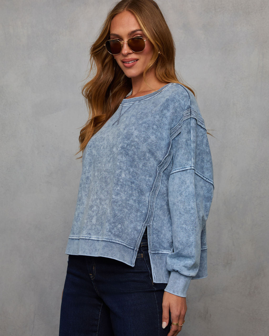 Simone Acid Wash Pullover Sweatshirt – VICI