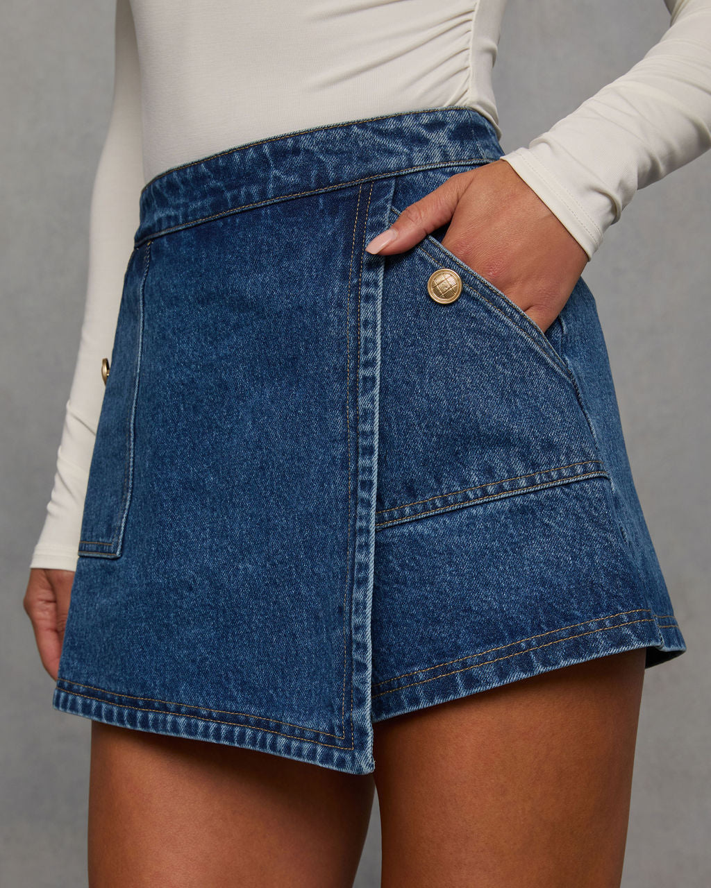 Fiona Denim Mini Skort – VICI