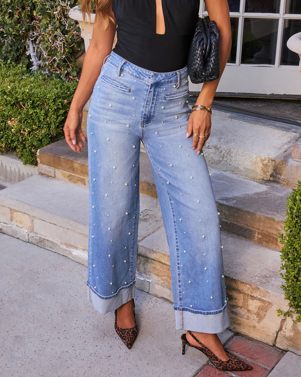 Gemstone Blues Stretch Pearl Embellished Jeans – VICI