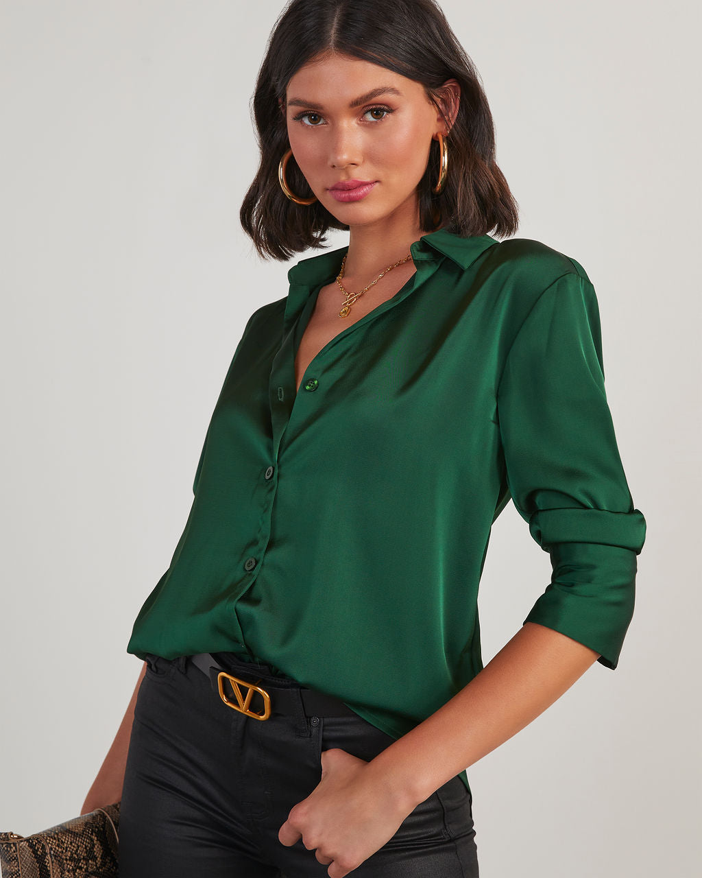 Kayla Satin Button Down Top – VICI