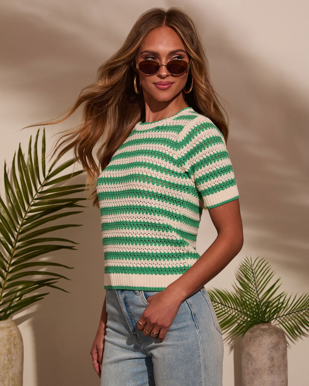 Mariselle Striped Crochet Top – VICI