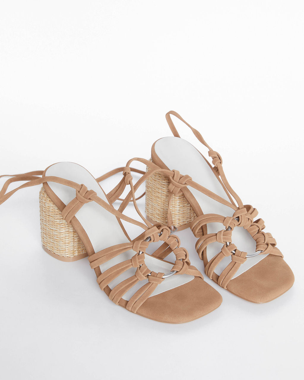 Koko Strappy Straw Block Heels – VICI