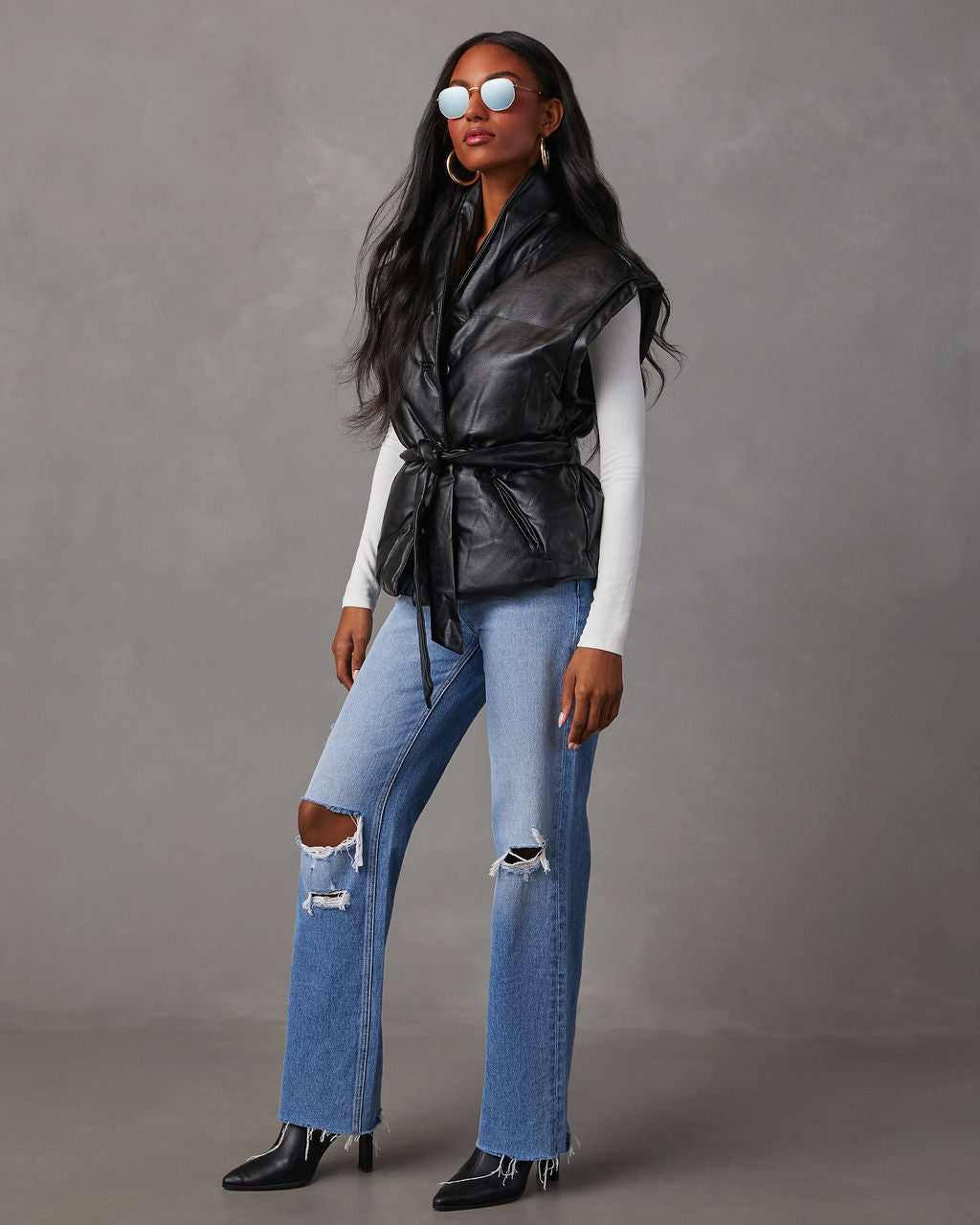 Rubio Belted Faux Leather Puffer Vest – VICI