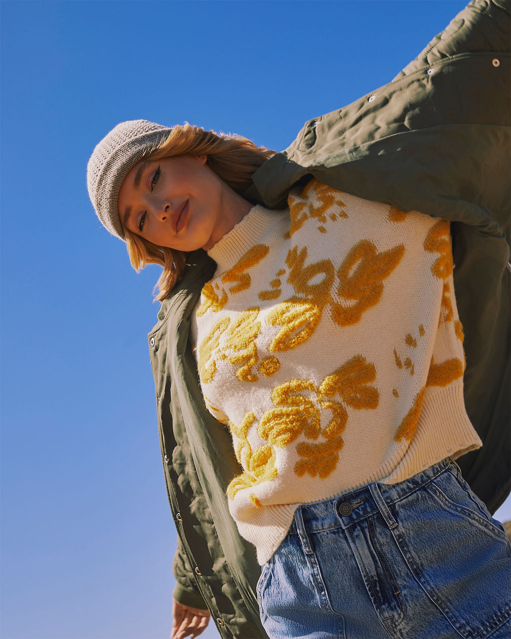 Chilly Days Textured Floral Sweater – VICI