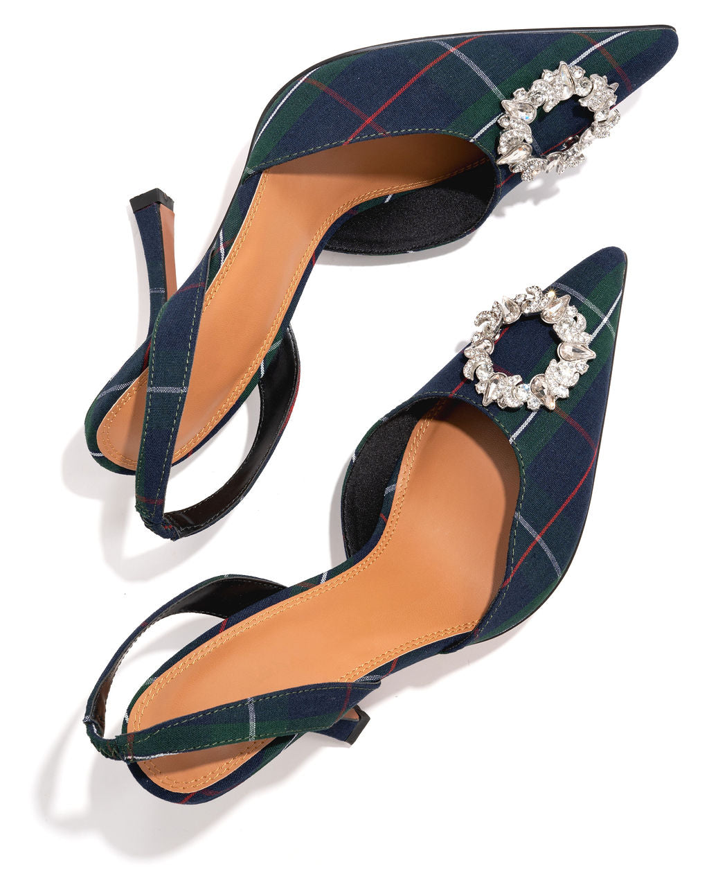 Noella Plaid Embellished Slingback Heel – VICI