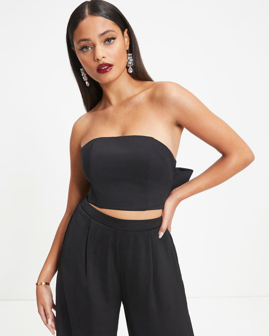 Black Strapless Crop Top