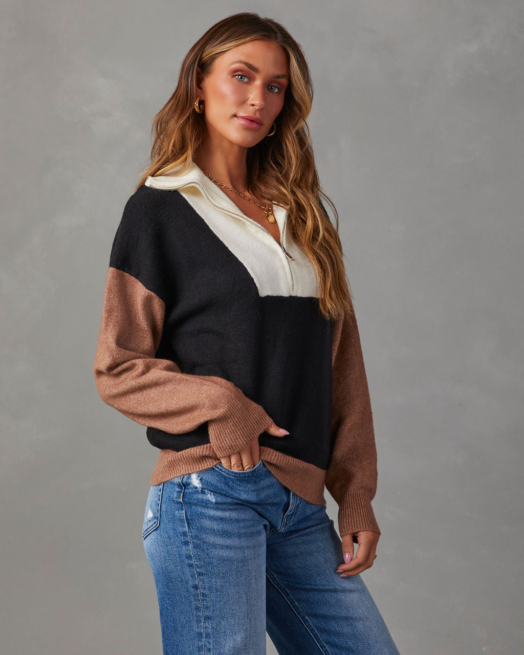Reiss Colorblock Half Zip Sweater – VICI