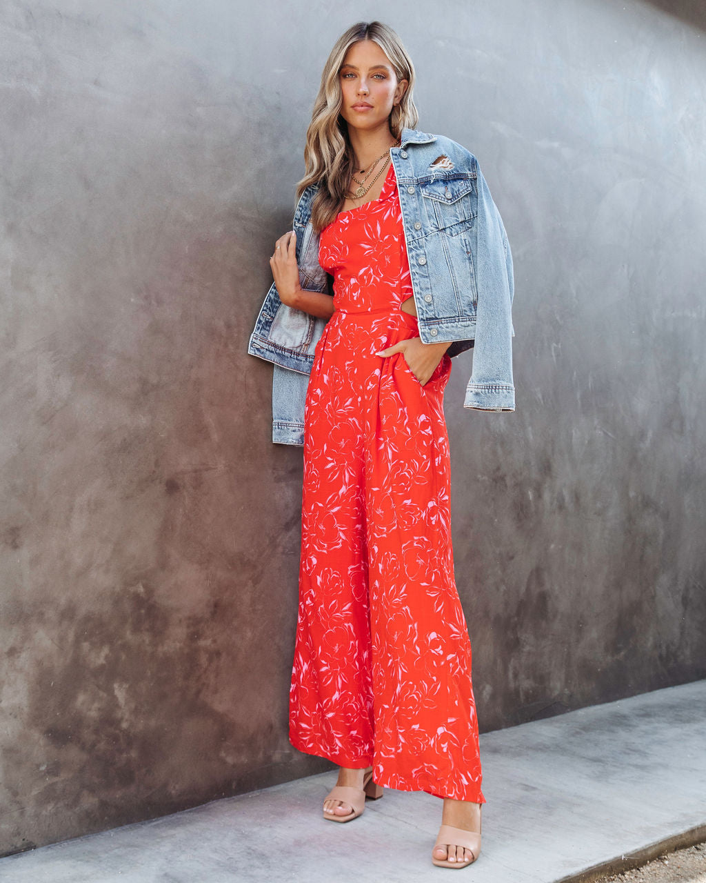 Allison Floral Pocketed Open Back Jumpsuit – VICI