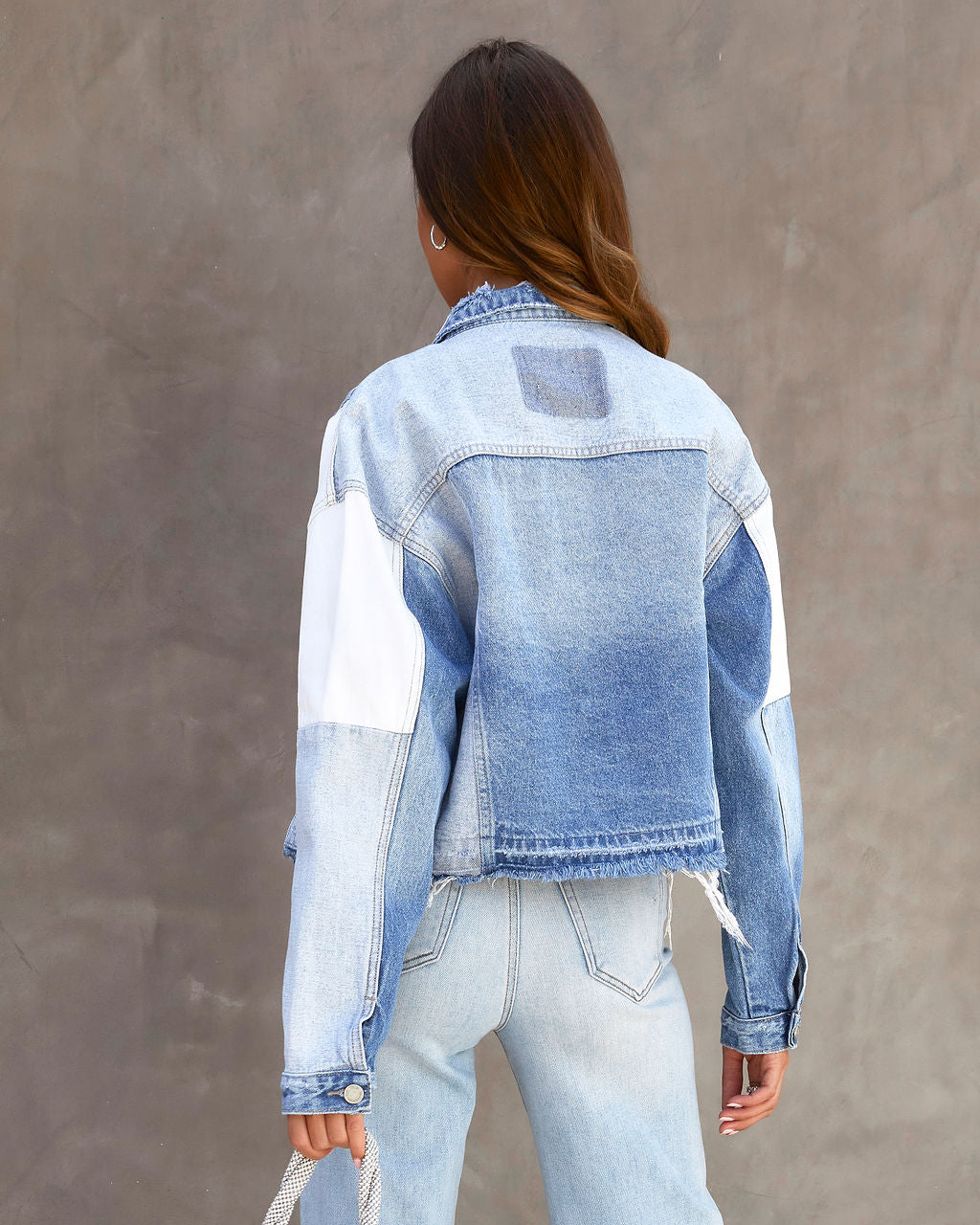 Justification Patchwork Denim Frayed Hem Jacket – VICI